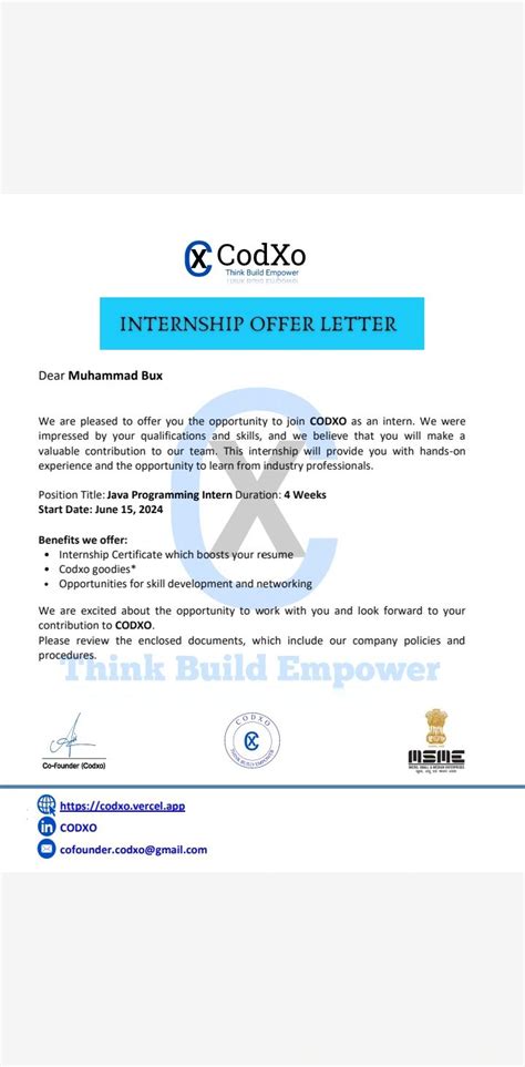 Muhammad Bux Baloch On Linkedin Java Programming Internship Codxo