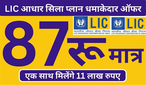 Lic Aadhaar Shila Plan 87 रुपए के इन्वेस्टमेंट पर मिलेगा 11 लाख रुपए