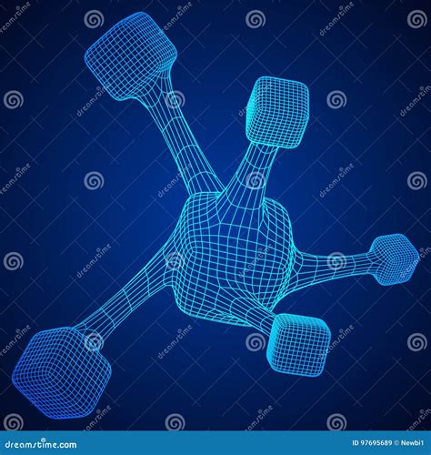 Wireframe Mesh Molecule Stock Vector Illustration Of Hydrogen 97695689
