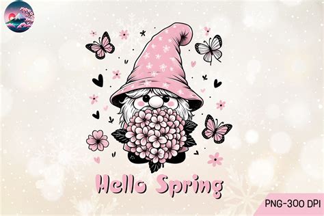 Gnome Spring Hydrangeas Png Graphic By Cherry Blossom · Creative Fabrica