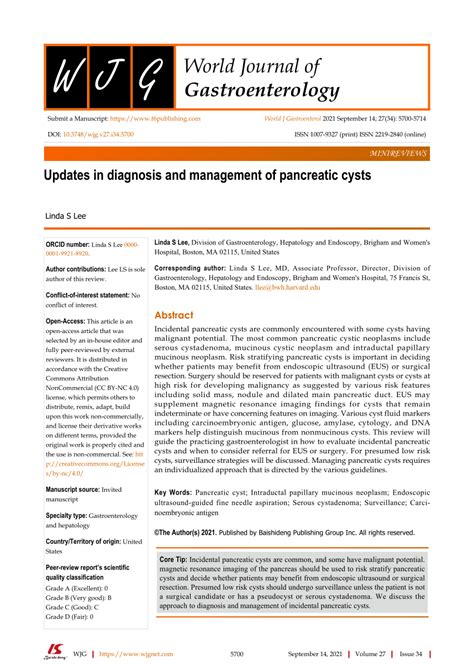 Pdf Updates In Diagnosis And Management Of Pancreatic Cysts