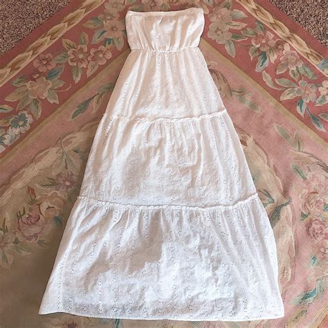 White Tiered Lace Maxi Dress Eyelet Lace With A Depop