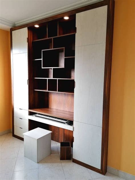 میز تحریر کار با چوب شیک هایگلاس کمد دیواری کابینت کتابحانه