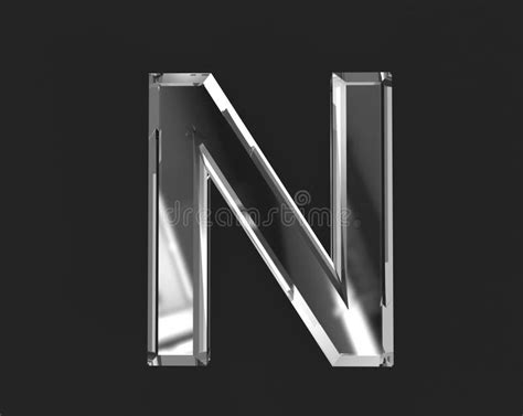 White Shine Reflective Clear Alphabet Letter N Isolated On Dark