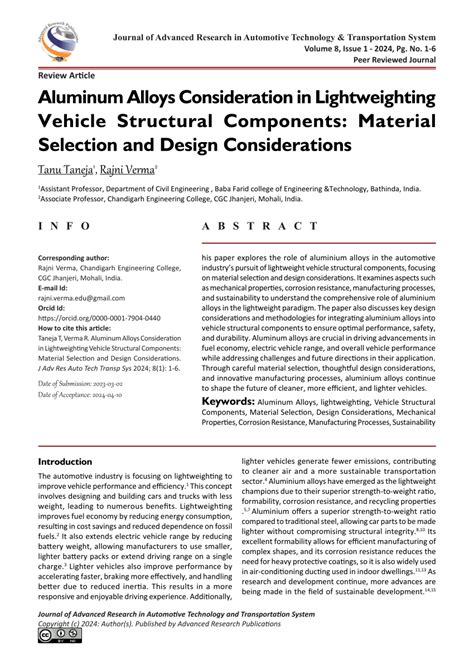 Pdf Aluminum Alloys Consideration In Lightweighting Vehicle