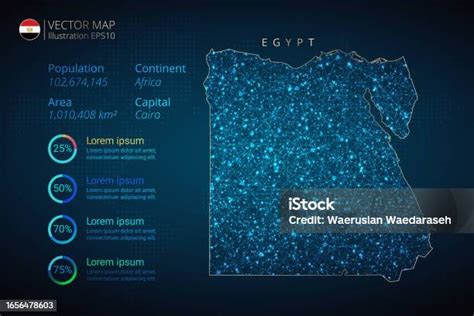 이집트 지도 인포그래픽 벡터 템플릿은 파란색 배경에 추상적인 기하학적 메쉬 다각형 조명 개념을 가지고 있다 다이어그램 그래프 프리젠테이션 및 차트를 위한 템플릿 비즈니스에