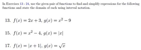 In Exercises 13 24 Use The Given Pair Of Functions