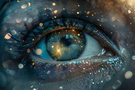 Close Up Of A Human Eye With Galaxy Like Reflection Stock Illustration