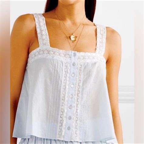 Loveshackfancy Daisy Top In Blue Rivera Size Xs Depop