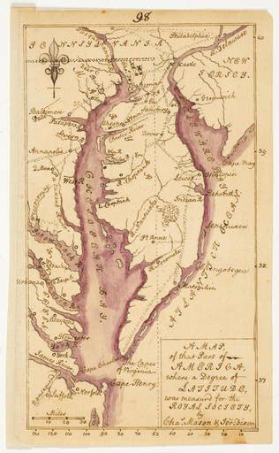 Contemporary Manuscript Map Of The Mason Dixon Survey