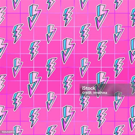 落雷のシームレスなパターン明るいピンクの背景サンダー ライト壁紙 1980～1989年のベクターアート素材や画像を多数ご用意 1980