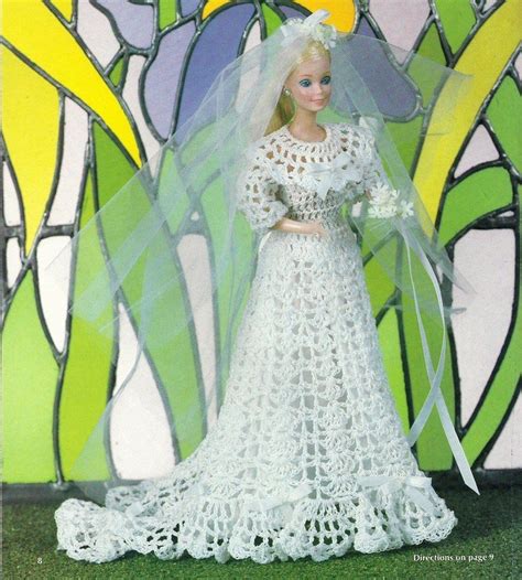 Barbie Doll Wedding Dress Vintage Crochet Pattern Bridal Gown Crochet