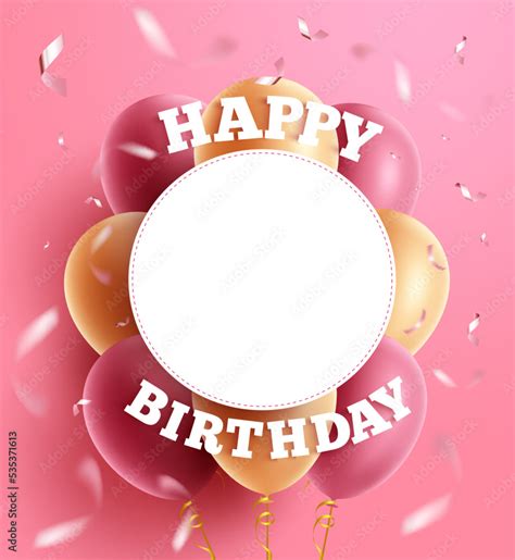 Birthday Greeting Vector Template Design Happy Birthday Text In Pink