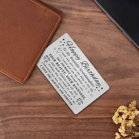 Degasken Special Granddaughter Birthday Card Engraved Metal Wallet