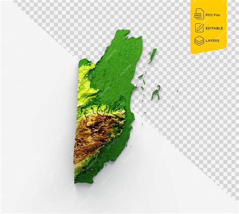 Premium Psd Belize Map Shaded Relief Color Height Map On Isolated