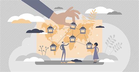 기업 무역 확장 작은 사람 개념에 대 한 프랜차이즈 비즈니스 모델 경제에 대한 스톡 벡터 아트 및 기타 이미지 경제 계약서