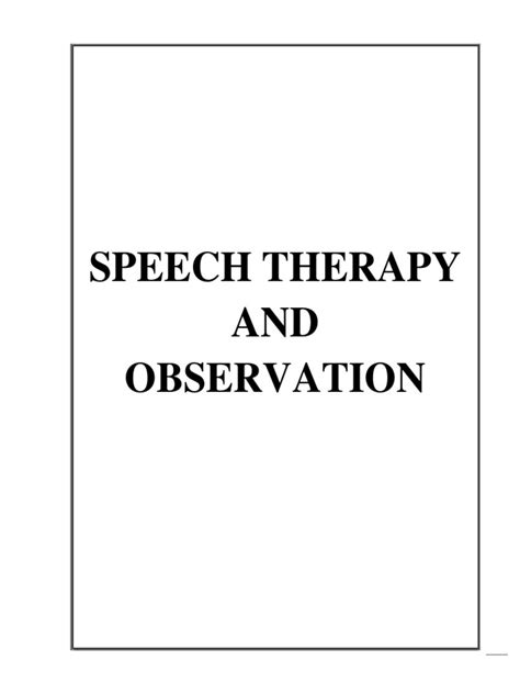 Speech Theraphy Observation Record Pdf Speech Stuttering