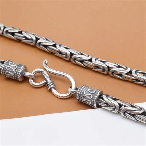 Sterling Silver Byzantine Chain 925 Silver Byzantine Chain Necklace