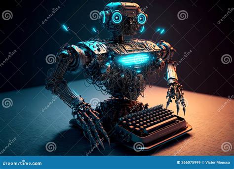 Generative Ai Illustration Of Half Typewriter And Half Chatbot Robot Concept From Ai Writing