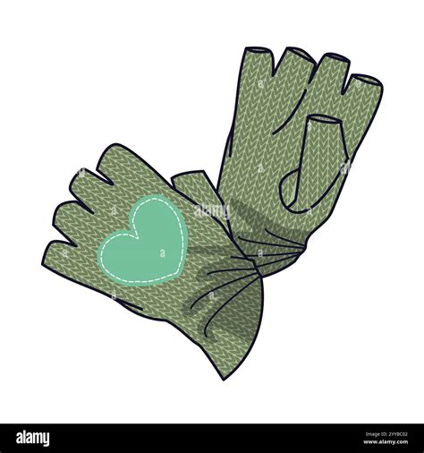 Knitted Fingerless Gloves For Ladies Vector Template Technical Drawing