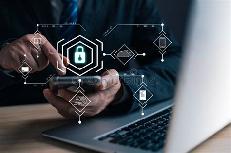 Businessmen Protect Personal Data Information From Viruses On Hand With Virtual Screen