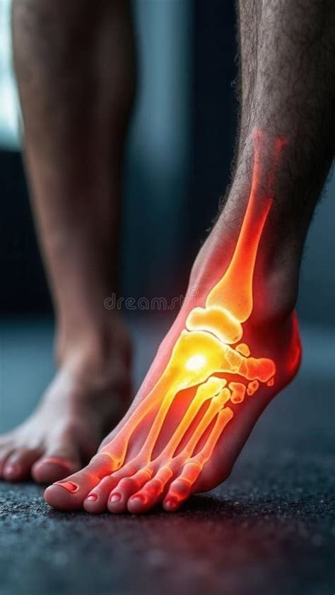 Digital Bone On The Human Foot Man Suffering From Knee Pain Injury