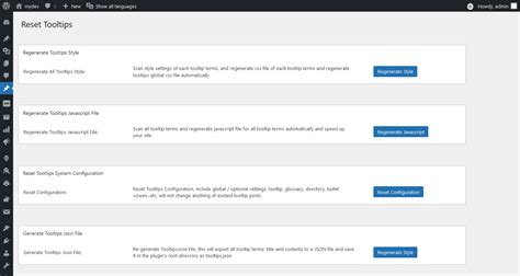 how to generate all wordpress tooltips as a json file