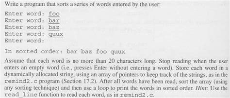 Solved Write A Program That Sorts A Series Of Words Entered Chegg