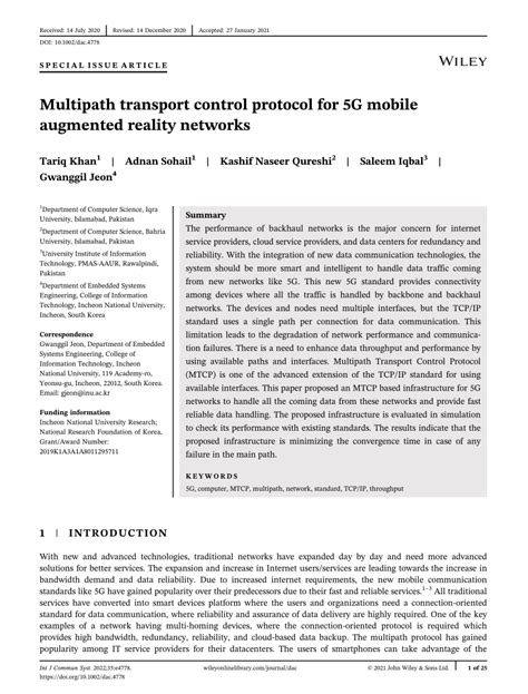 Multipath Transport Control Protocol For 5g Mobile Augmented Reality
