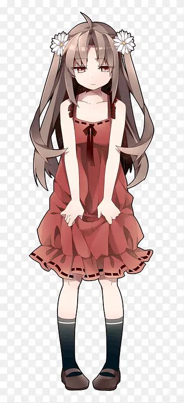 卡通立绘黑发红裙女孩png图片素材下载图片编号qgldzake 免抠素材网