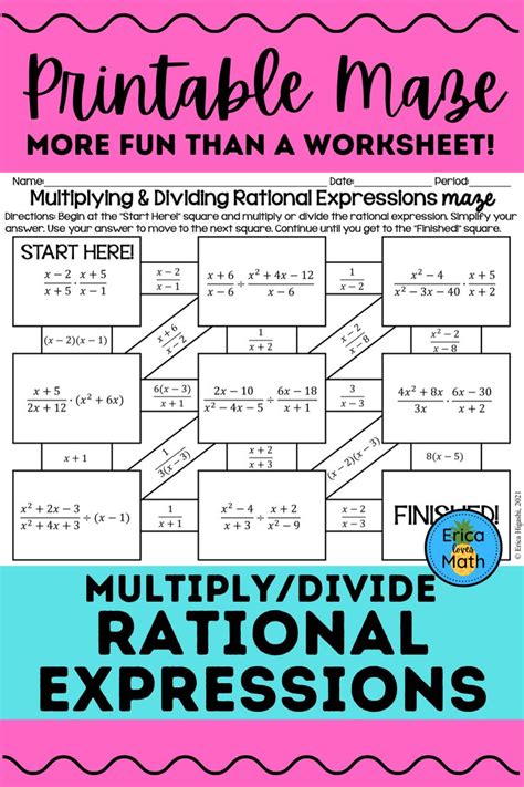 Multiplying And Dividing Rational Expressions Activity Maze Rational
