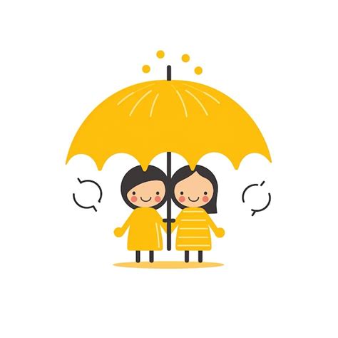 Premium Photo Two People Under Yellow Umbrella