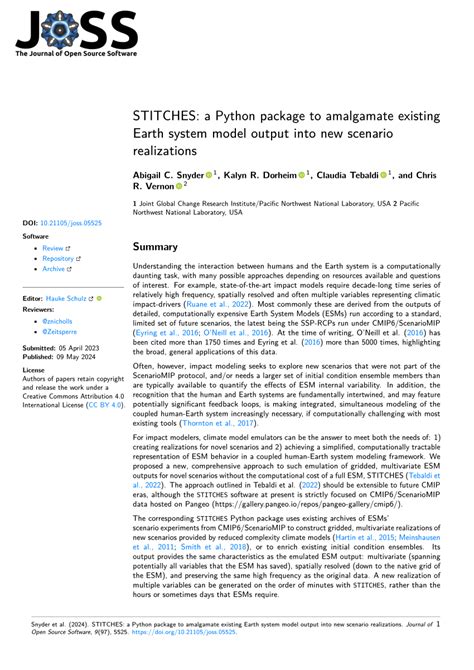 Pdf Stitches A Python Package To Amalgamate Existing Earth System Model Output Into New