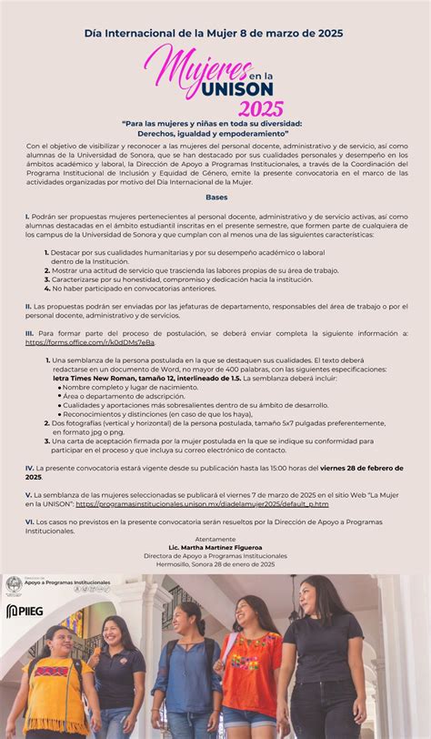Convocatoria Mujeres En La Unison 2025 Facultad Interdisciplinaria De
