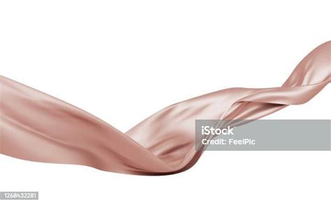 흰색 배경 3d 렌더에 고립 된 바람에 비행 로즈 골드 직물 0명에 대한 스톡 사진 및 기타 이미지 0명 3차원 형태 곡선 Istock
