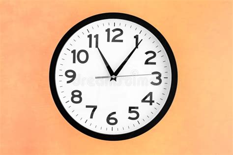 Modern Analog Clock Round In Black And White On An Orange Background Stock Image Image Of Modern Analog Clock Round In Black And White On An Orange Background Stock Image Image Of