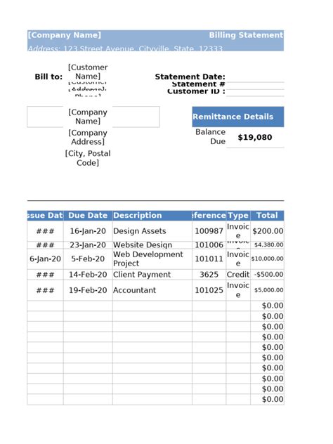 Free Sample Billing Statement Pdf