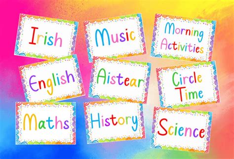 Mash 5th 6th Class Colourful Classroom Timetable Subject Schedule Visual Timetable