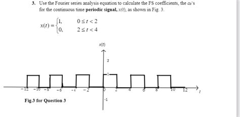 Solved Use The Fourier Series Analysis Equation To Calculate Chegg Com