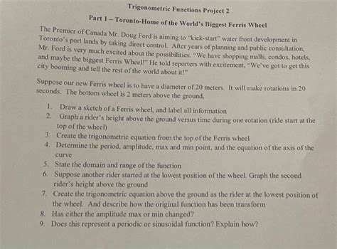 Solved Trigonometric Functions Project 2 Part 1