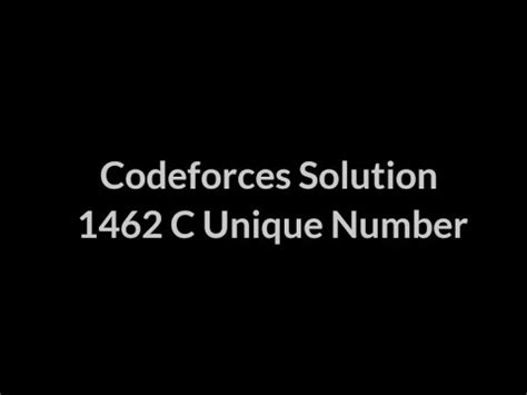 C Unique Number Competitive Programming Cpp Problem Solving YouTube