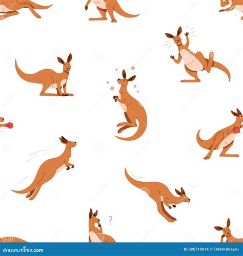 Kangaroo Characters Set In Different Poses Adult Kangaroo With Pouch