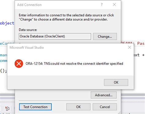 Net Unable To Connect To Oracle Db Via Server Explorer In Visual