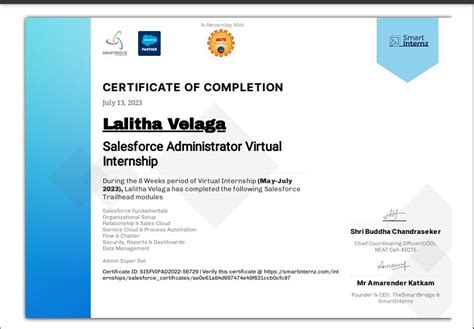 Lalitha Velaga On Linkedin Salesforce Smartinternz Trailblazers Smartbridge