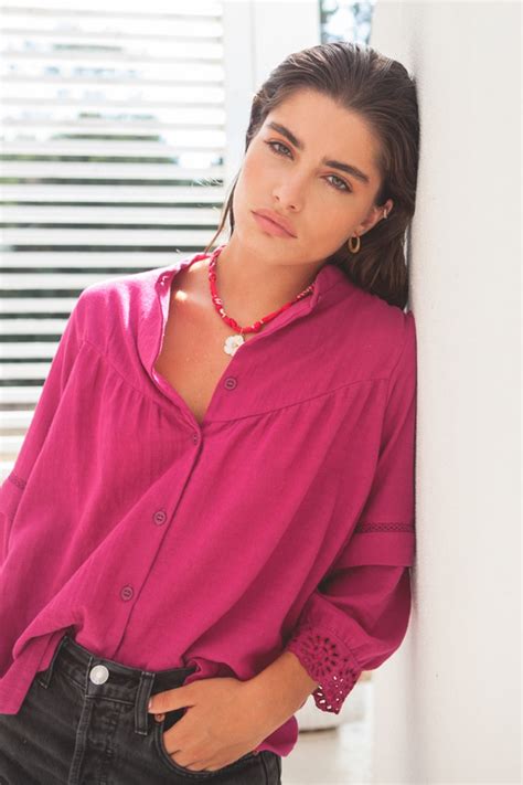 Romane Womens Blouse In Nectarine Cotton Gauze Marlot Paris