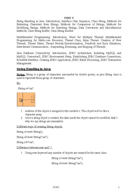 Java R20 UNIT 5 Helpful UNIT V String Handling In Java