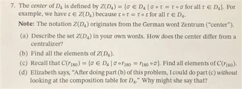 solved 7 the center of d4 is defined by z d₁ {o e d₁
