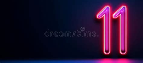 Neon Number Eleven Glowing Number 11 For Poster Or Decoration On Dark