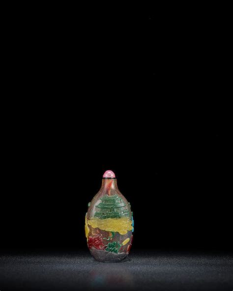 Bonhams A Fine And Rare Five Colour Overlay Glass Snuff Bottle