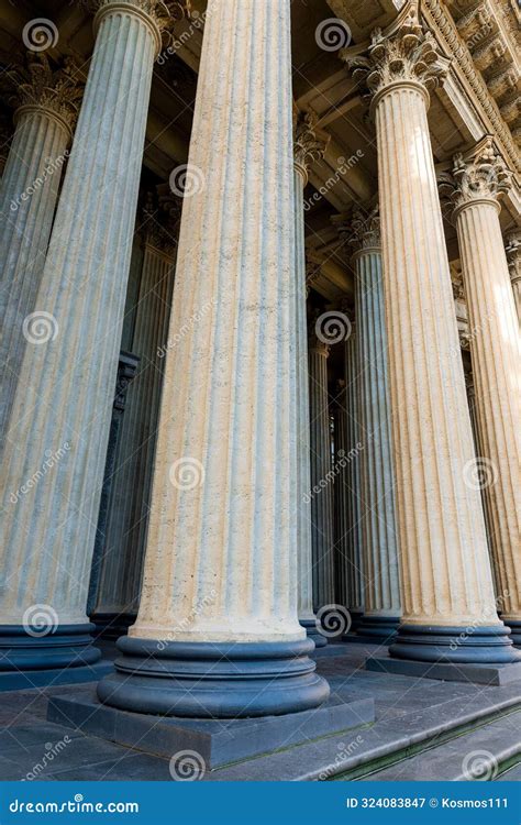 Historical Granite Columns Of The Cathedral Details Stripes Stock
